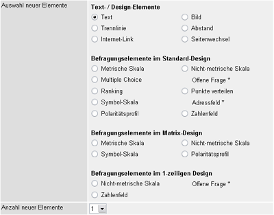 Fragebogen für kostenlose online Umfragen anlegen